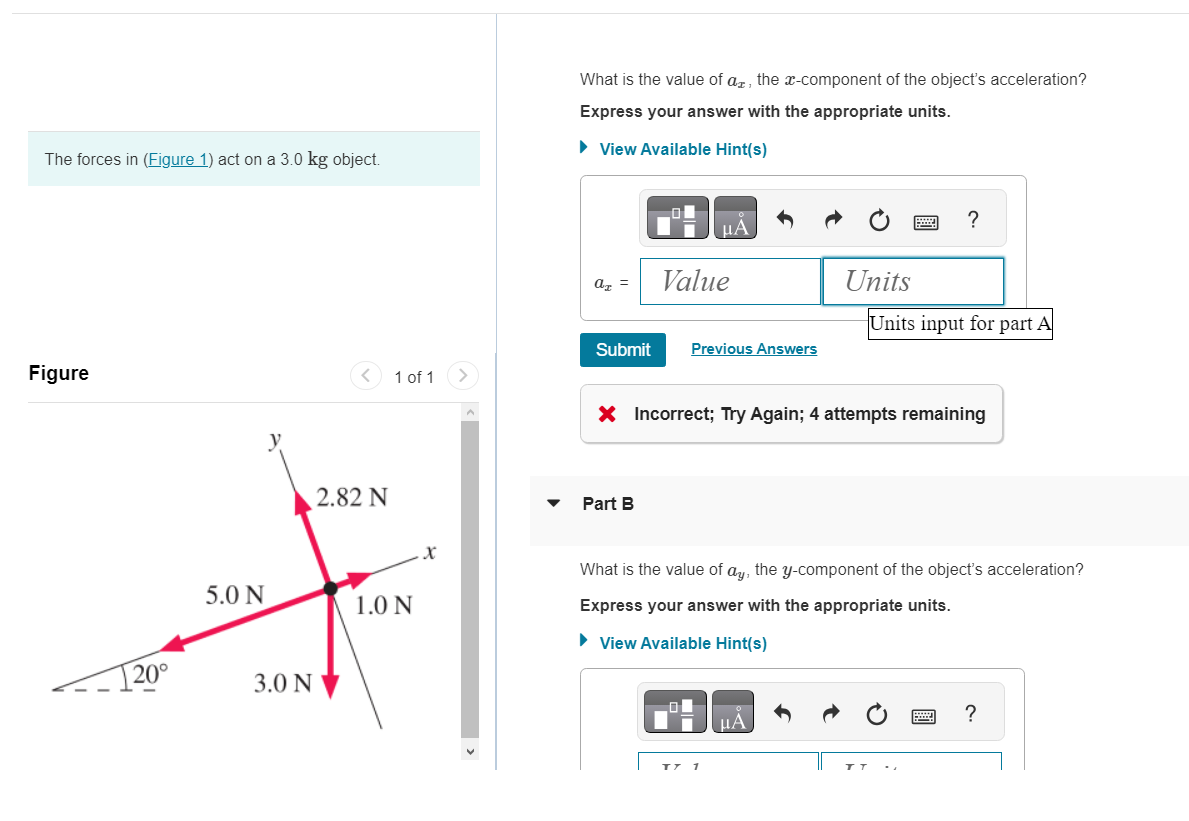 Solved The forces in (Figure 1) ﻿act on a 3.0 ﻿kg object. | Chegg.com
