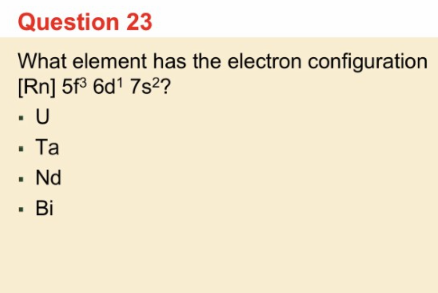 Solved What element has the electron configuration [Rn]5f36 | Chegg.com