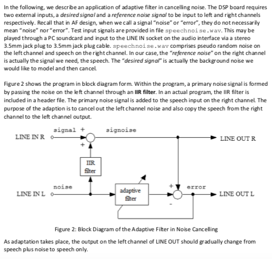 Adaptive Filter for Noise Cancelling: Implement the | Chegg.com