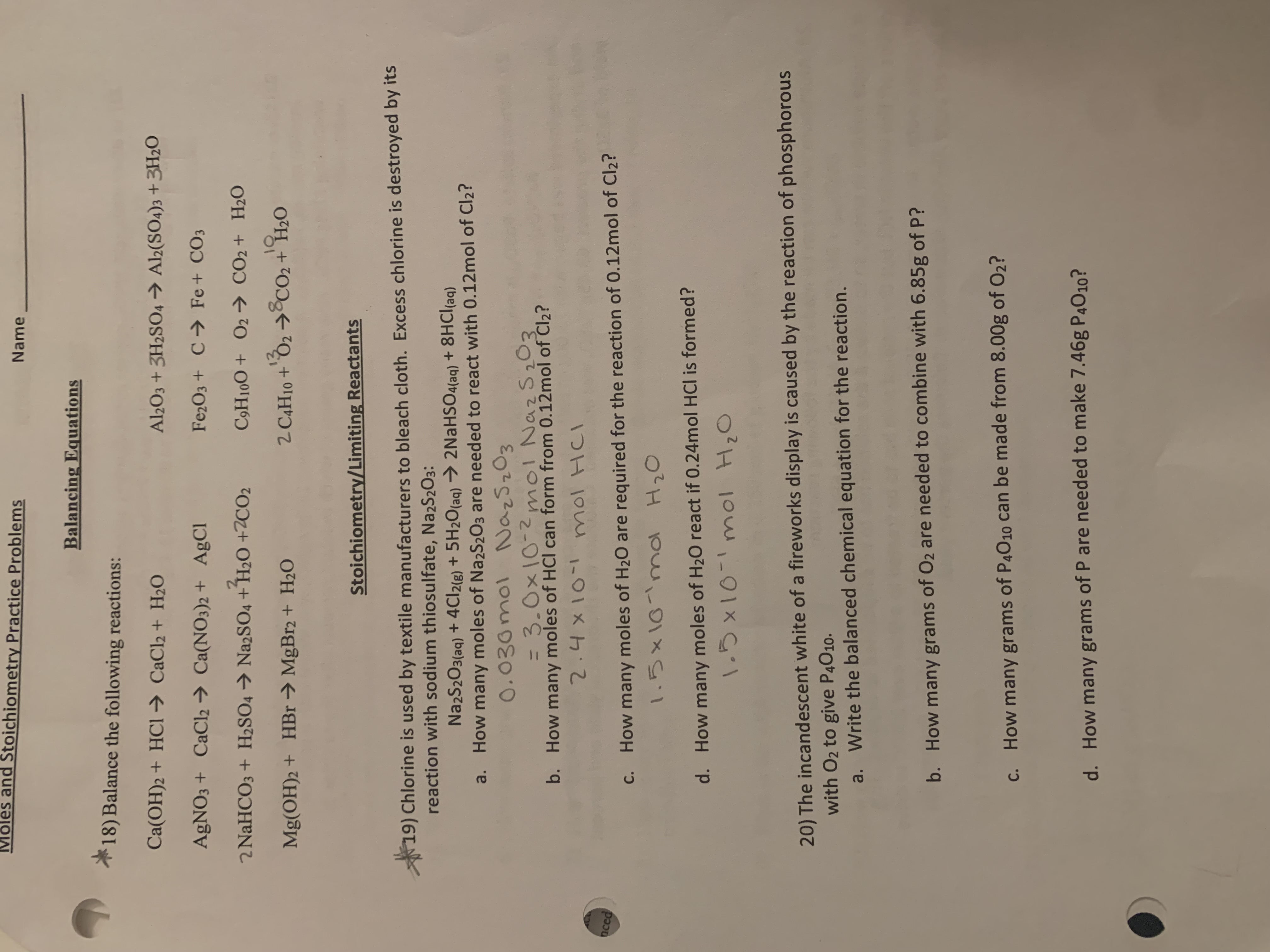 Solved Moles and Stoichiometry Practice Problems Name Mariah | Chegg.com