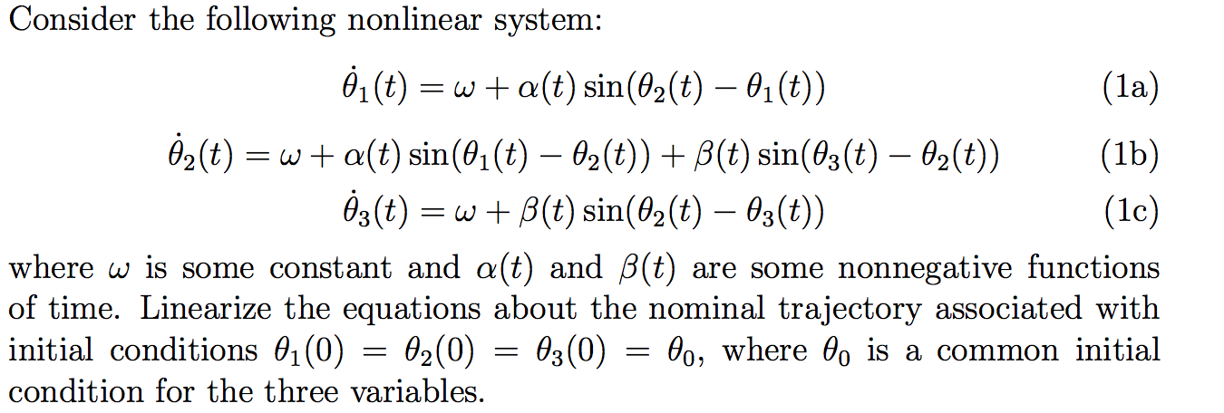 Consider the following nonlinear system: 01(t) | Chegg.com