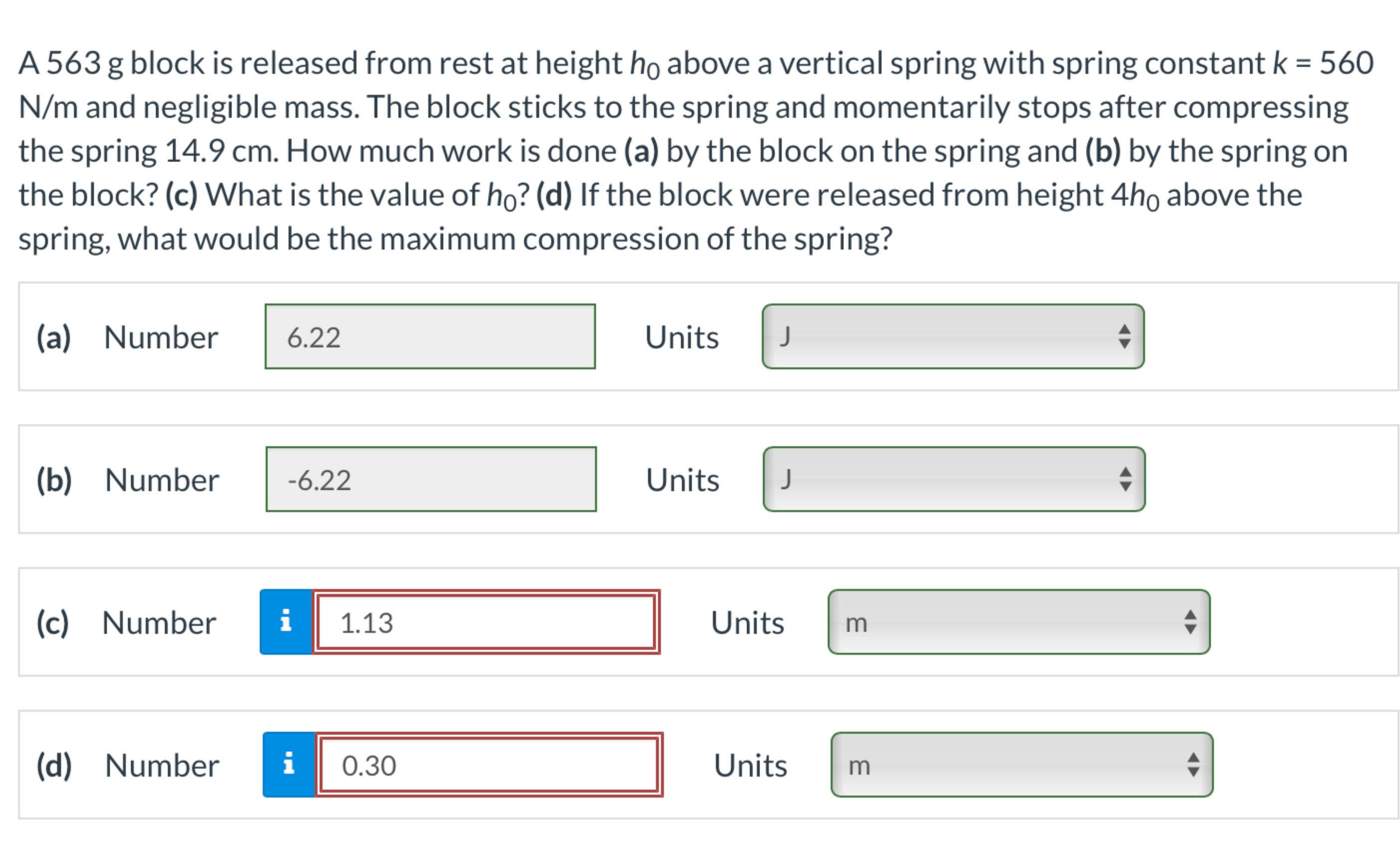 Solved A 563g ﻿block is released from rest at height h0 | Chegg.com