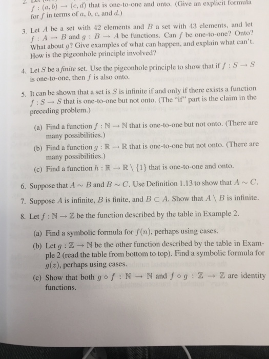 Solved f : (a, b)-(c, d) that is one-to-one and onto. (Give | Chegg.com