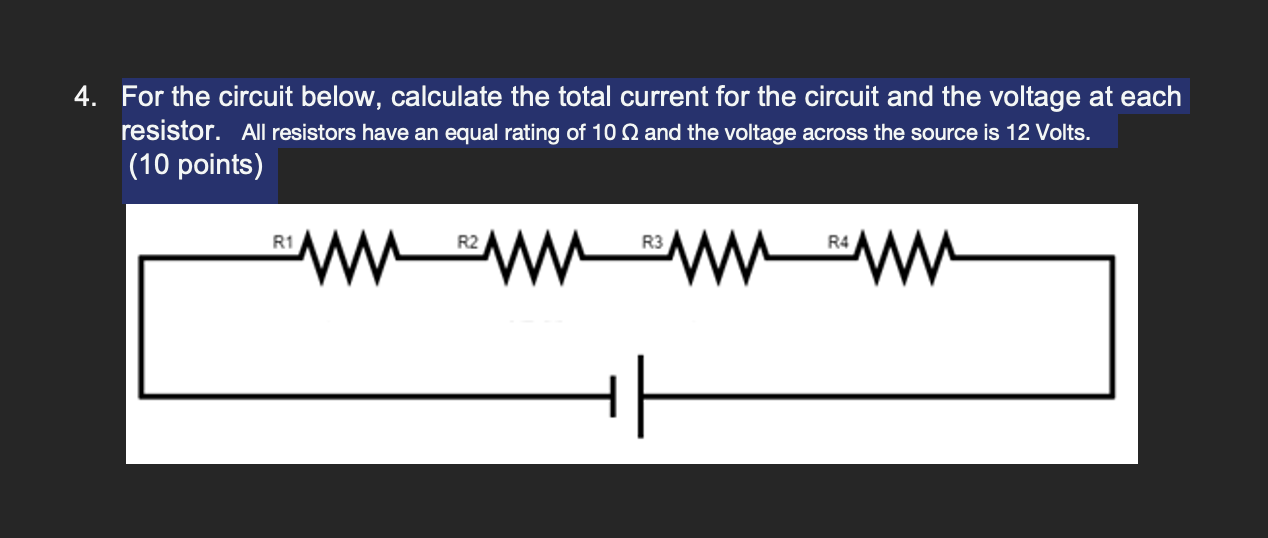 Solved For the circuit below, calculate the total current | Chegg.com