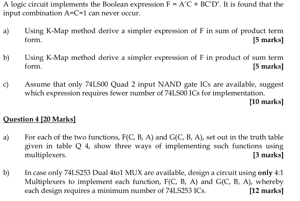 Solved A logic circuit implements the Boolean expression F = | Chegg.com