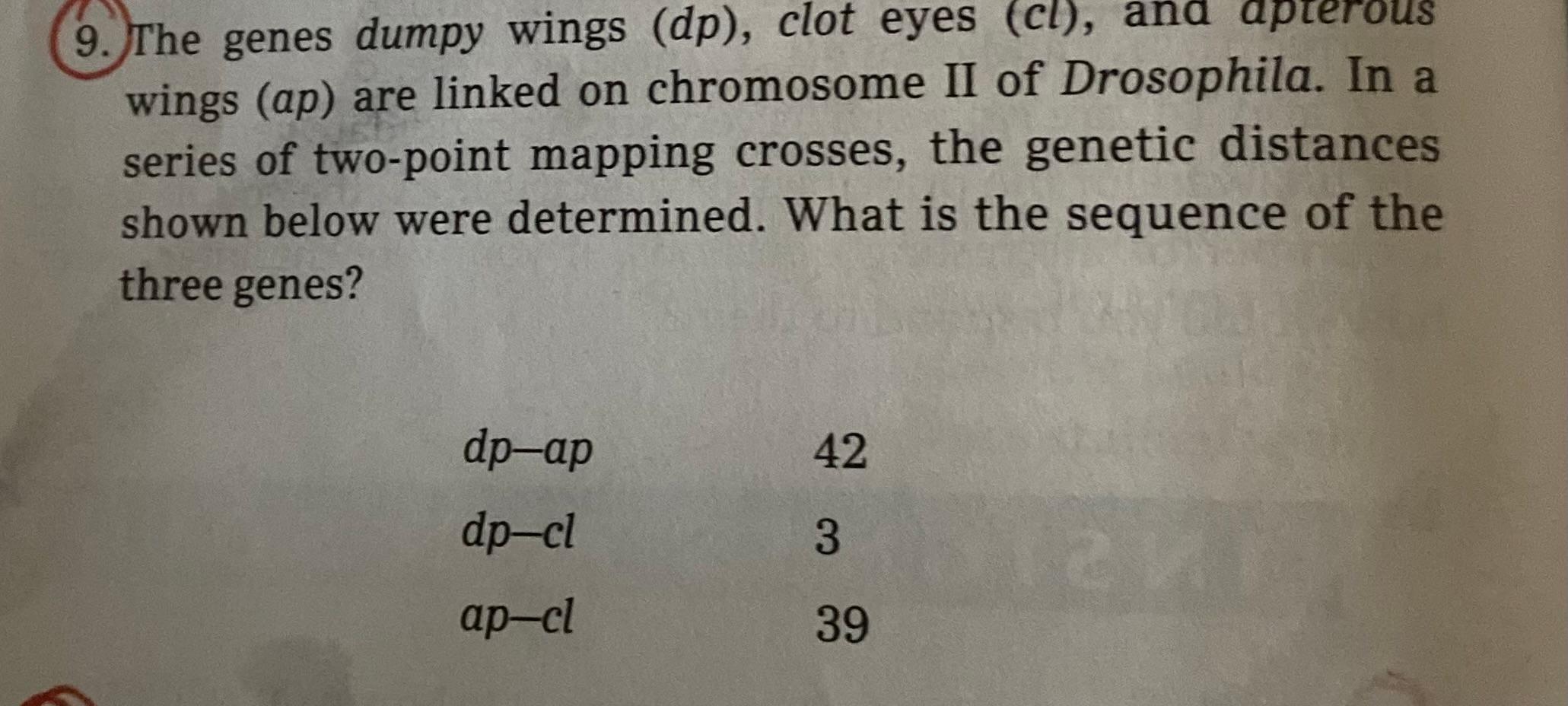 Solved 9. The genes dumpy wings (dp), clot eyes (cl), and | Chegg.com