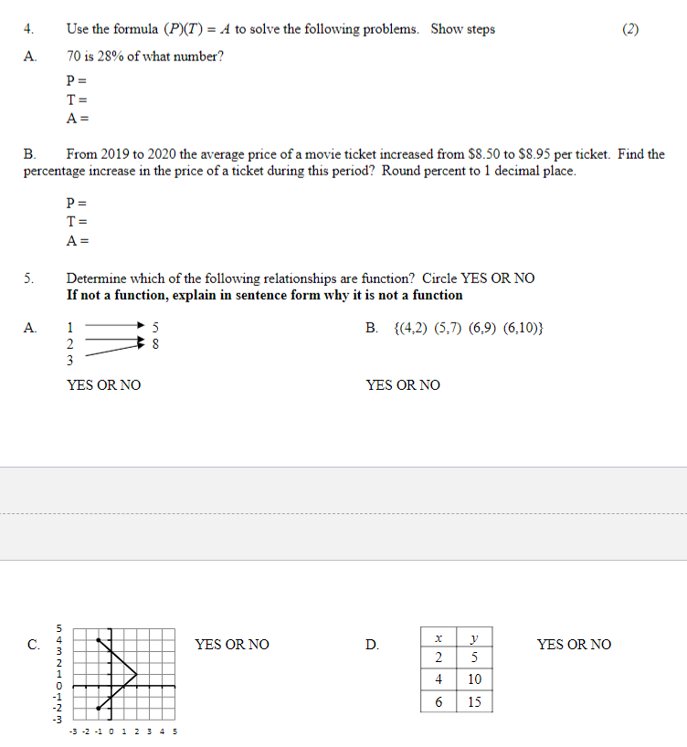 Solved 4. A. Use the formula (P)(T) = A to solve the | Chegg.com