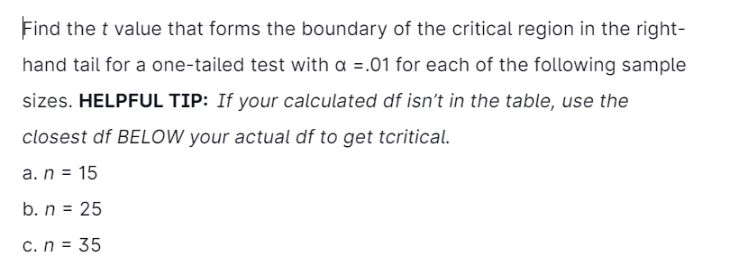 Solved Find the t ﻿value that forms the boundary of the | Chegg.com