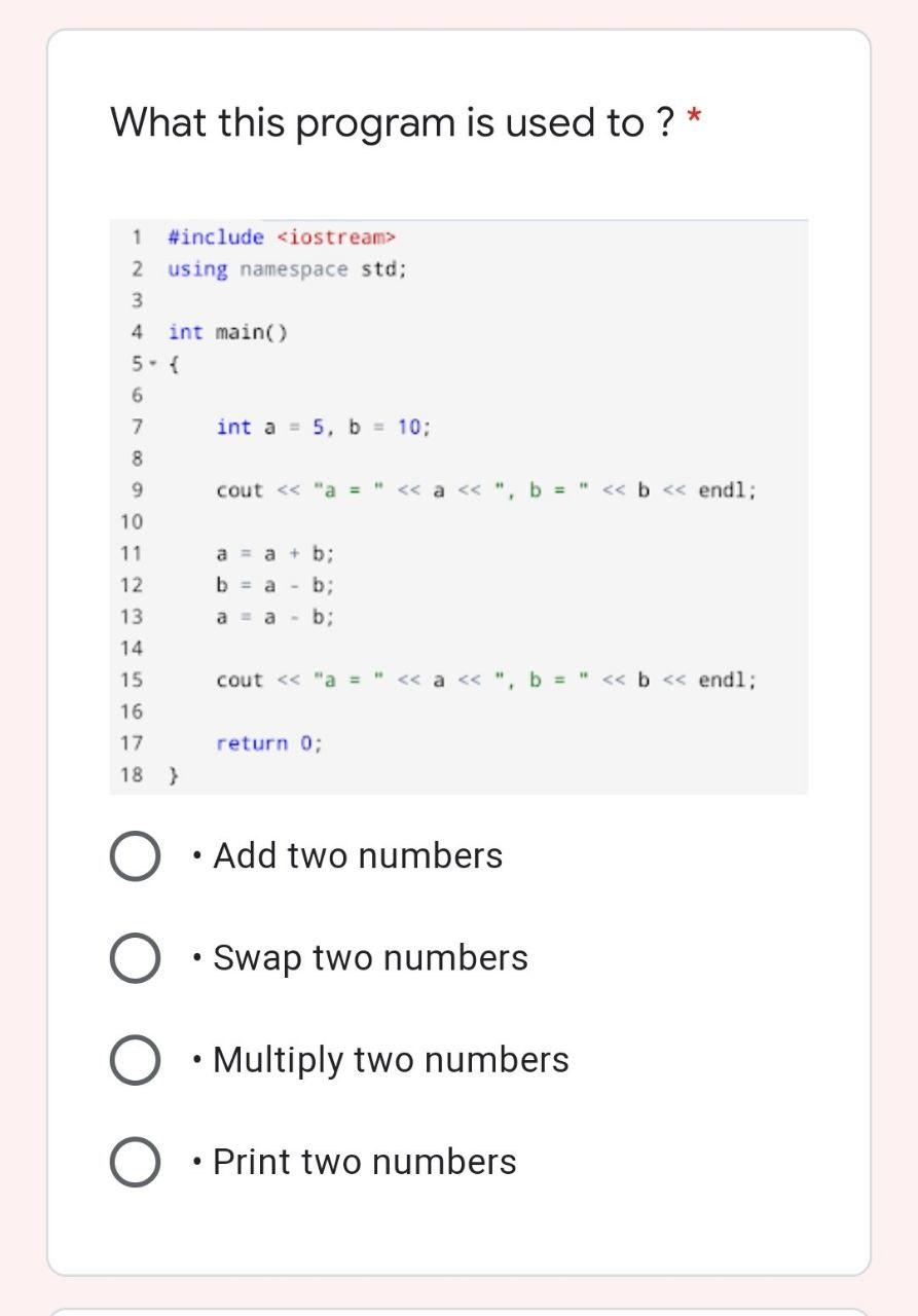 Solved What this program is used to ? * 1 #include 2 using | Chegg.com