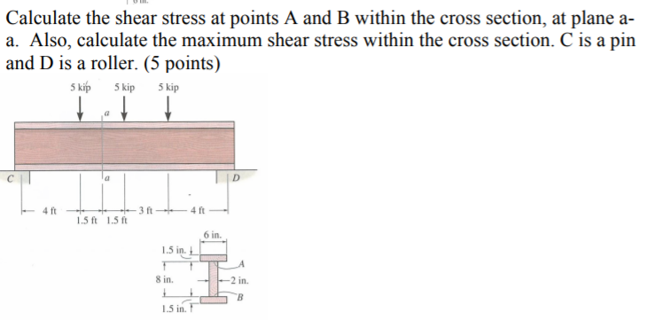 Solved Calculate the shear stress at points A and B within | Chegg.com