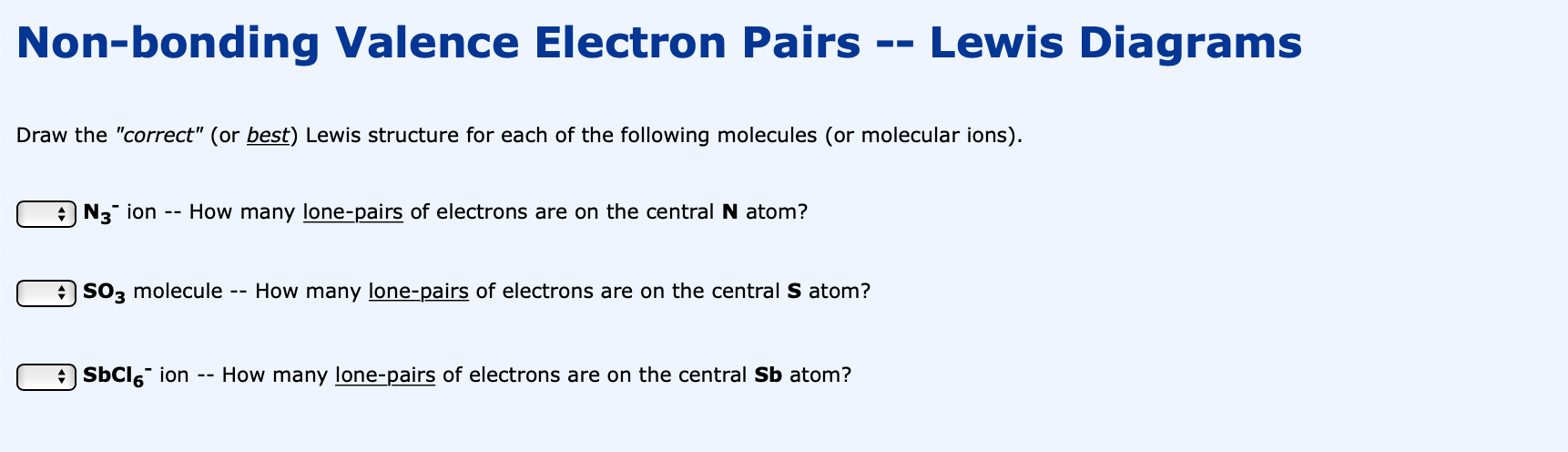 Solved Non-bonding Valence Electron Pairs -- Lewis Diagrams | Chegg.com