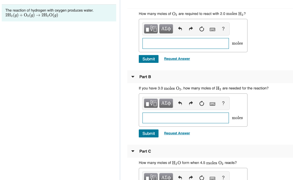 Solved The reaction of hydrogen with oxygen produces water. | Chegg.com