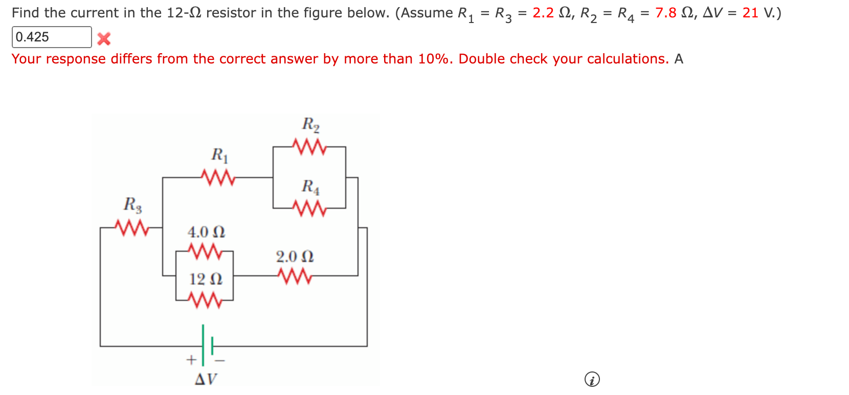 Solved Find the current in the 12−Ω resistor in the figure | Chegg.com