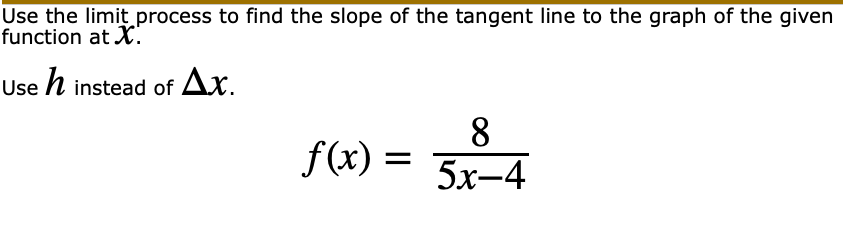 Solved Use the limit process to find the slope of the | Chegg.com