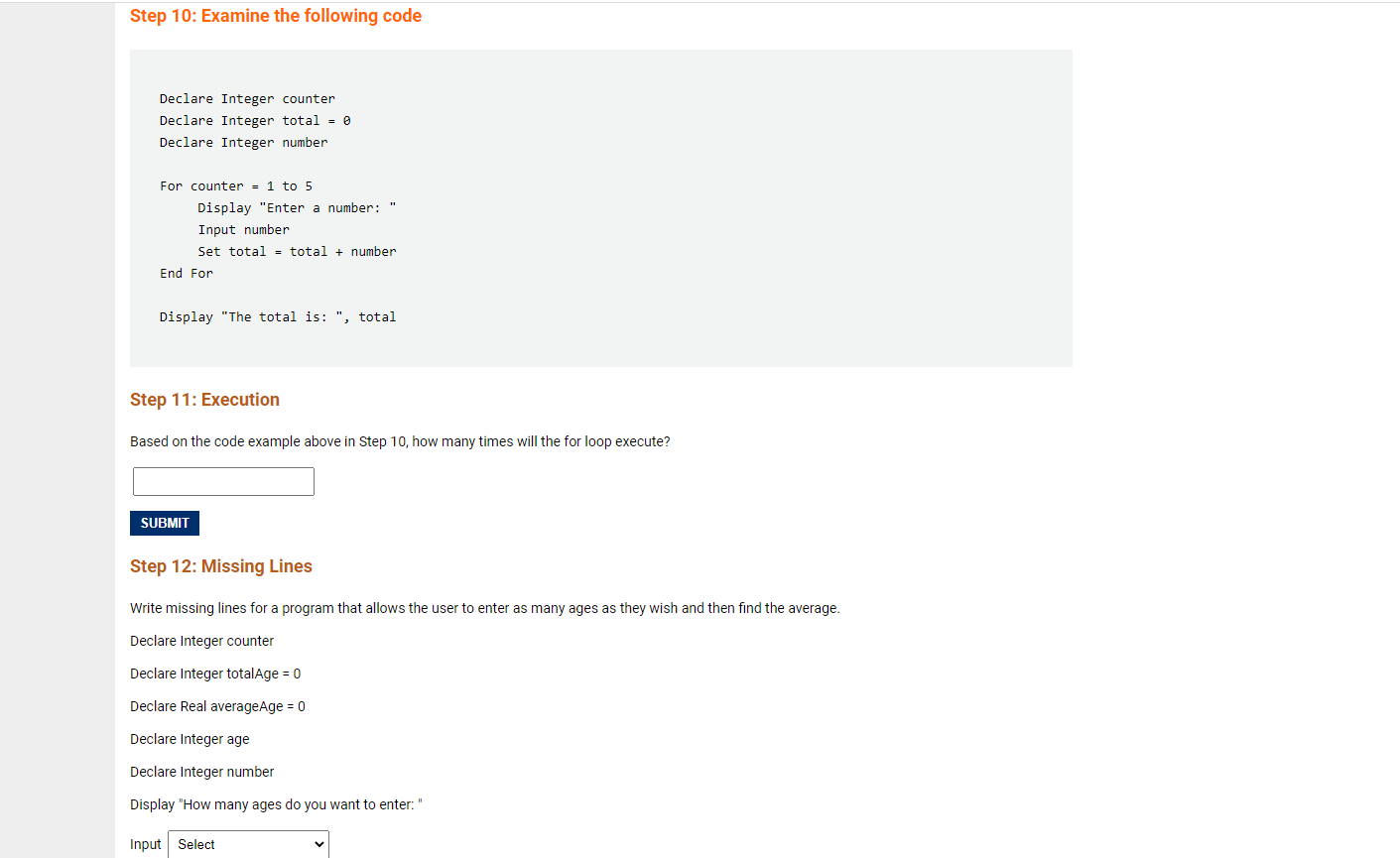 Solved Step 3: Write a For loop Write a for loop that will | Chegg.com