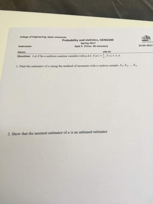 Solved Let X Be A Uniform Random Variable With Pdf Fx 