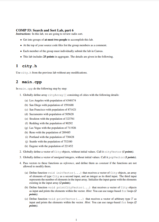 Comp 53 Search And Sort Lab Part 6 Instructions In 