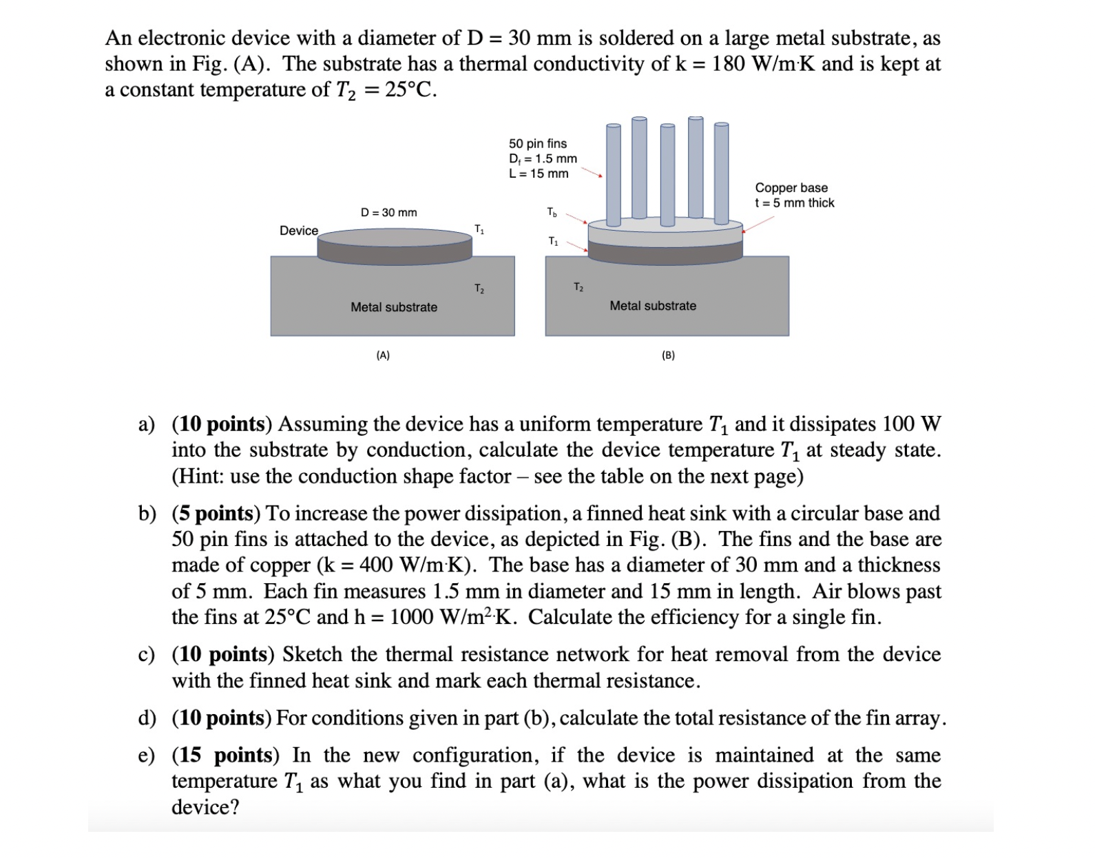 An electronic device with a diameter of D=30mm ﻿is | Chegg.com