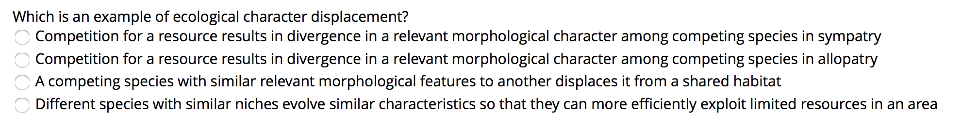 Solved ŜOOOO Which is an example of ecological character | Chegg.com