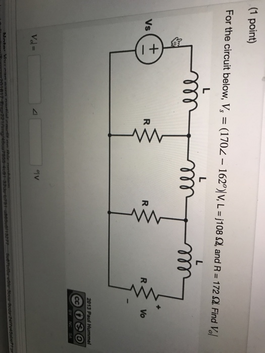 Solved For the circuit below, V_s = (170 angle - 162 degree) | Chegg.com