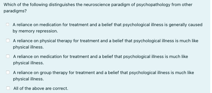 Solved Which of the following distinguishes the neuroscience | Chegg.com