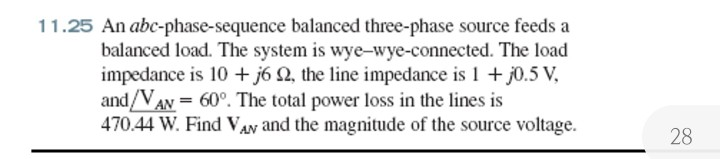 Solved 11.25 An abc-phase-sequence balanced three-phase | Chegg.com