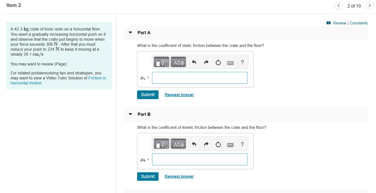 Solved Item 2 2 of 10 Review Constants Part D A 42.3-kg | Chegg.com
