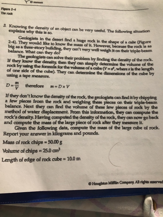 Solved เอ Figure 24 The rock 3. Knowing the density of an | Chegg.com