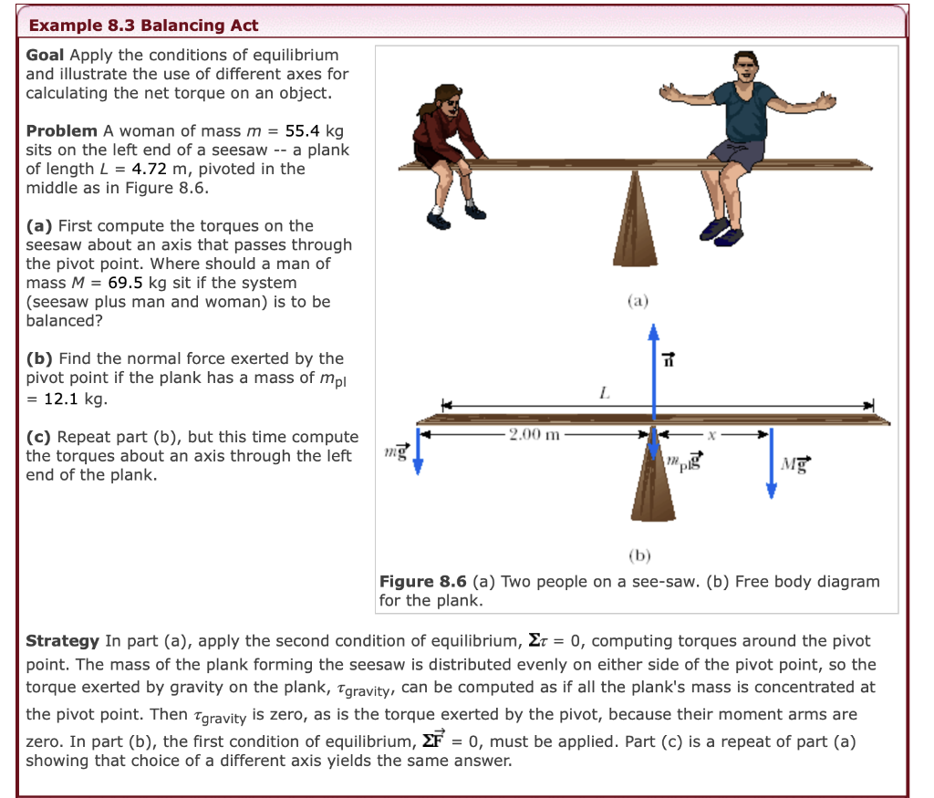 Solved Example 8.3 Balancing Act Goal Apply the conditions | Chegg.com