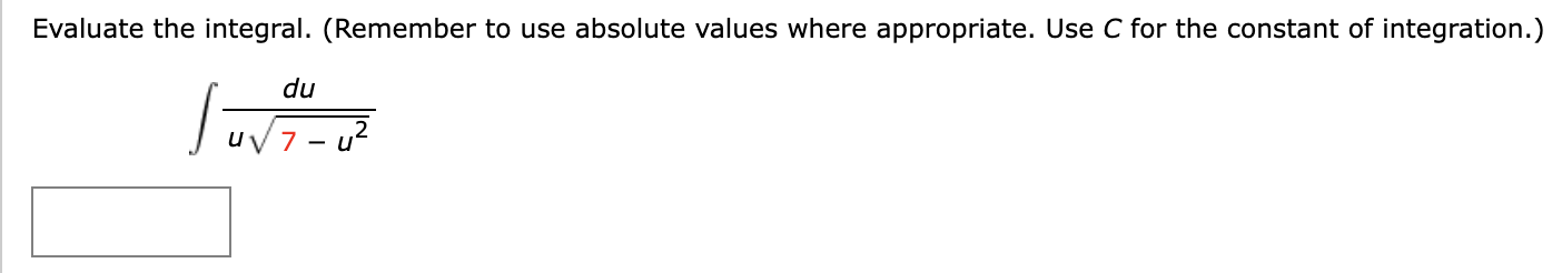 Solved Evaluate the integral. (Remember to use absolute | Chegg.com
