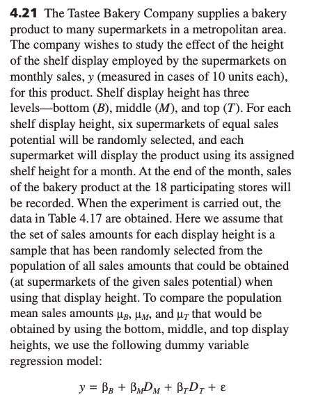 Solved 4.21 ﻿The Tastee Bakery Company supplies a bakery e. | Chegg.com