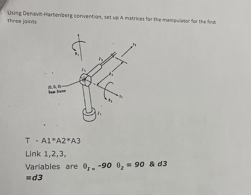 Solved Using Denavit-Hartenberg convention, set up A | Chegg.com