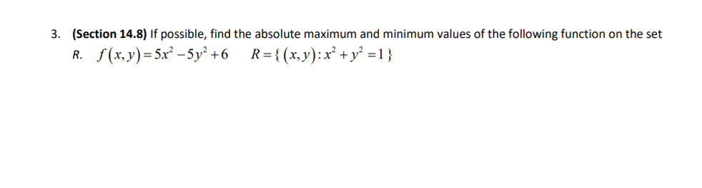 Solved 3. (Section 14.8) If possible, find the absolute | Chegg.com
