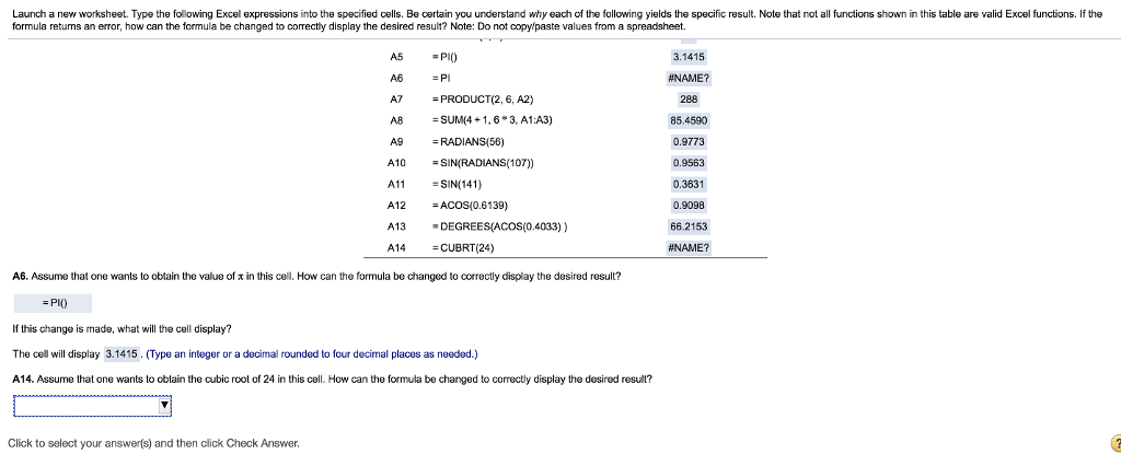 Solved Launch a new worksheet. Type the following Excel | Chegg.com
