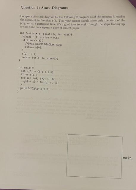 Question 1: Stack Diagrams Complete the stuck ciagram | Chegg.com