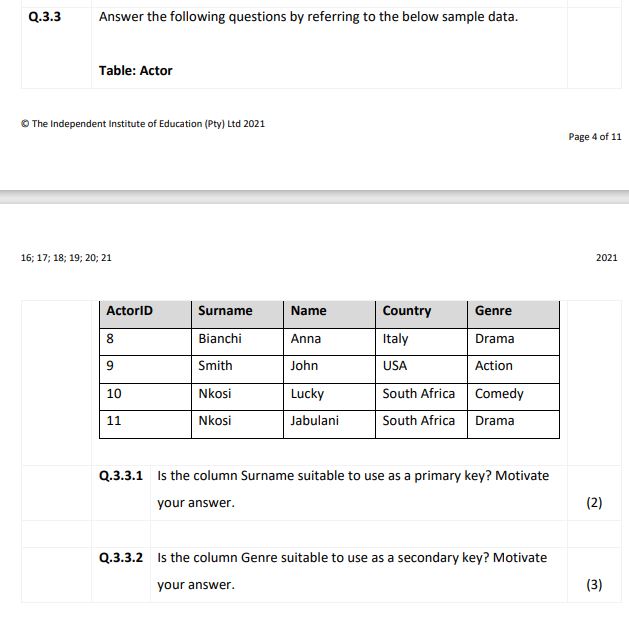 Solved Q.3.3 Answer the following questions by referring to | Chegg.com