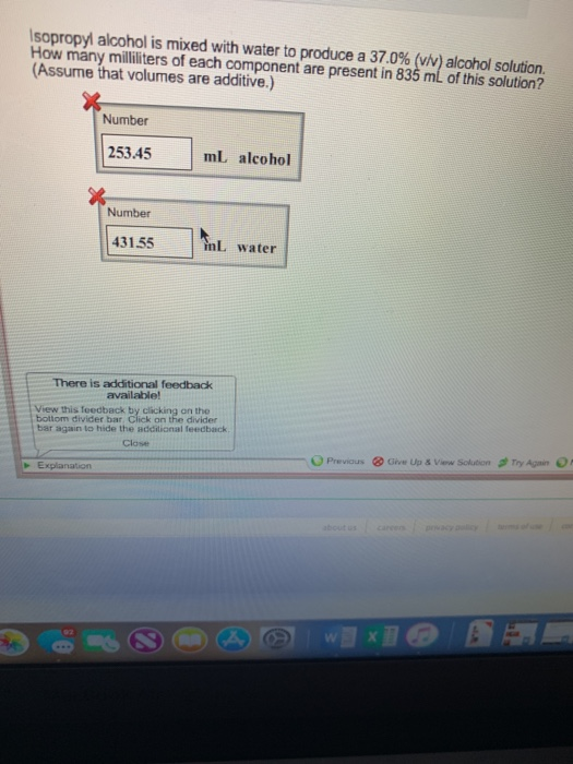 Solved isopropyl alcohol is mixed with water to produce a | Chegg.com