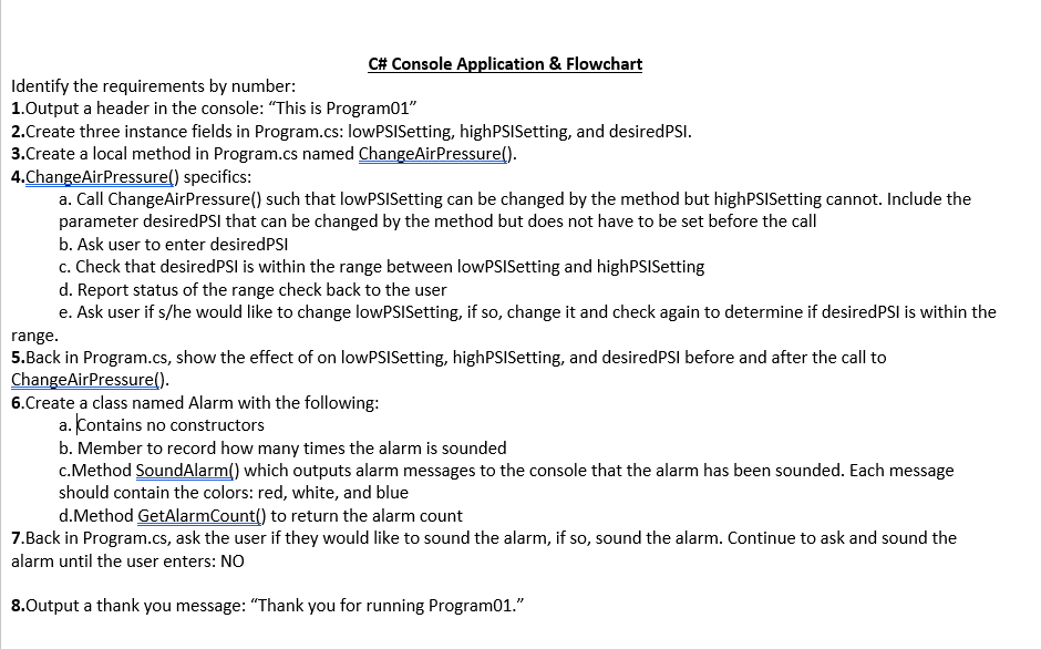 C# Console Application & Flowchart Identify the | Chegg.com