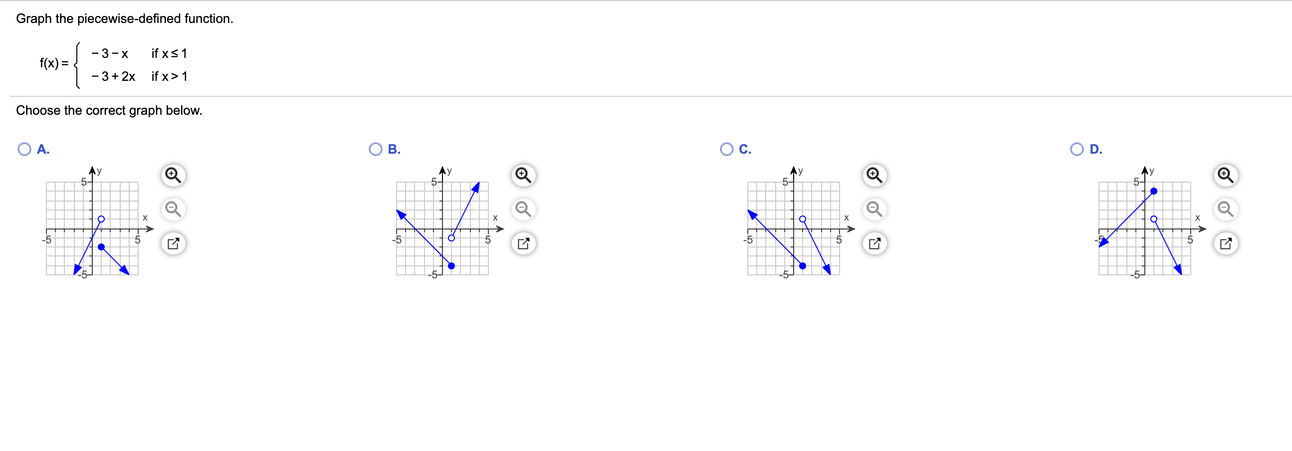 Solved Graph the piecewise-defined function. -3-X if x1 | Chegg.com