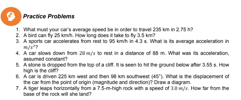 Solved Practice Problems 1. What must your car's average | Chegg.com