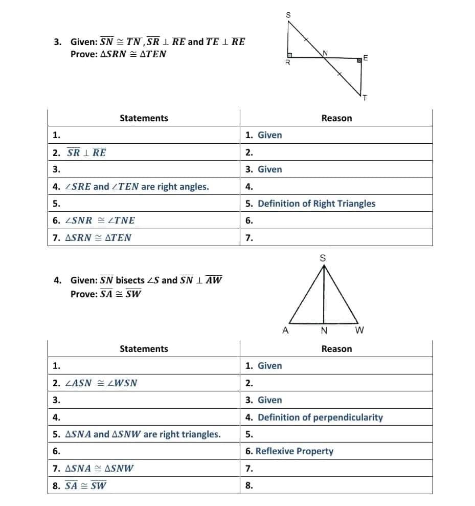 Solved Proving Triangle Congruence I. Fill in the missing | Chegg.com