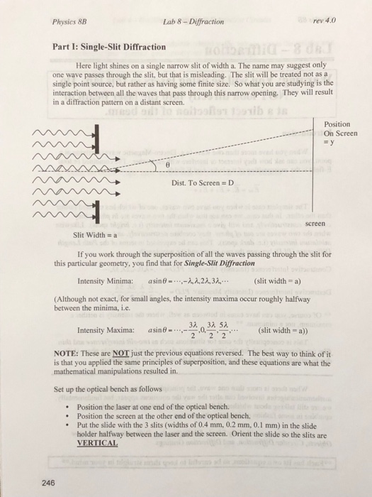 Solved Physics 8B Lab 8-Diffraction rev 4.0 Part I: | Chegg.com