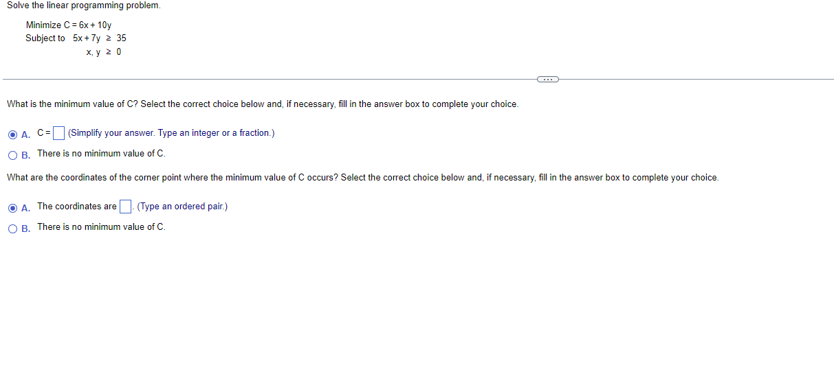 Solved Solve the linear programming problem. Minimize | Chegg.com
