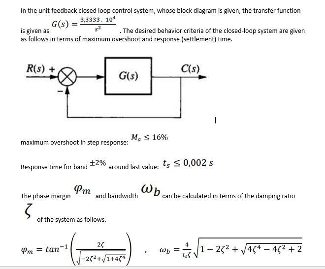 Solved In the unit feedback closed loop control system, | Chegg.com