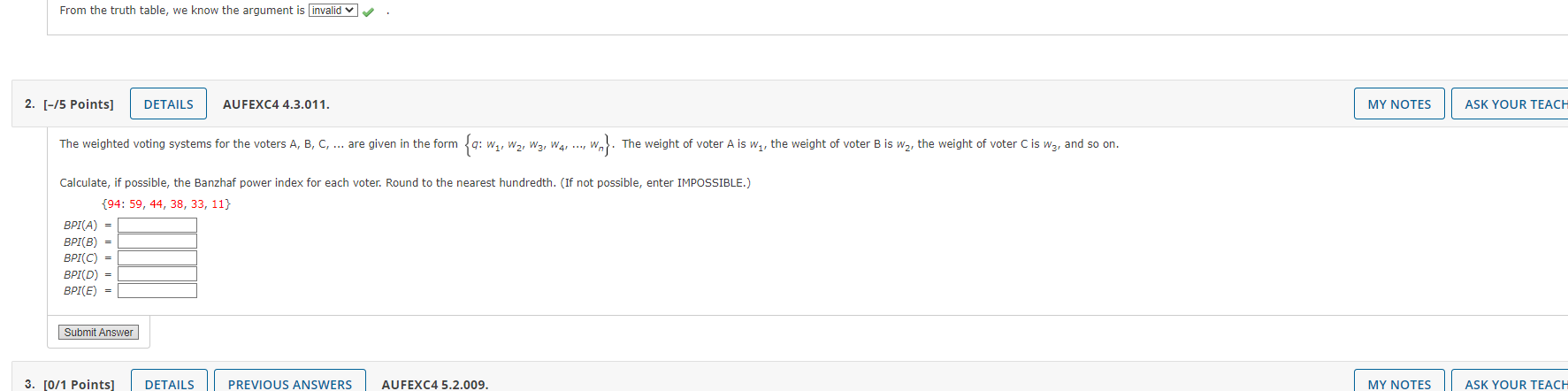 Solved The weighted voting systems for the voters A,B,C,… | Chegg.com