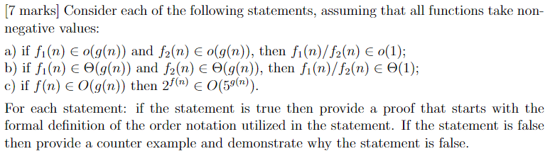 Solved [7 marks] Consider each of the following statements, | Chegg.com