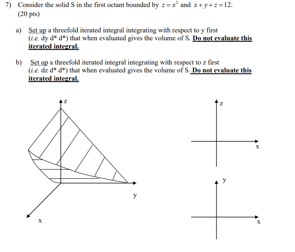 Solved 7) Consider the solid S in the first octant bounded | Chegg.com