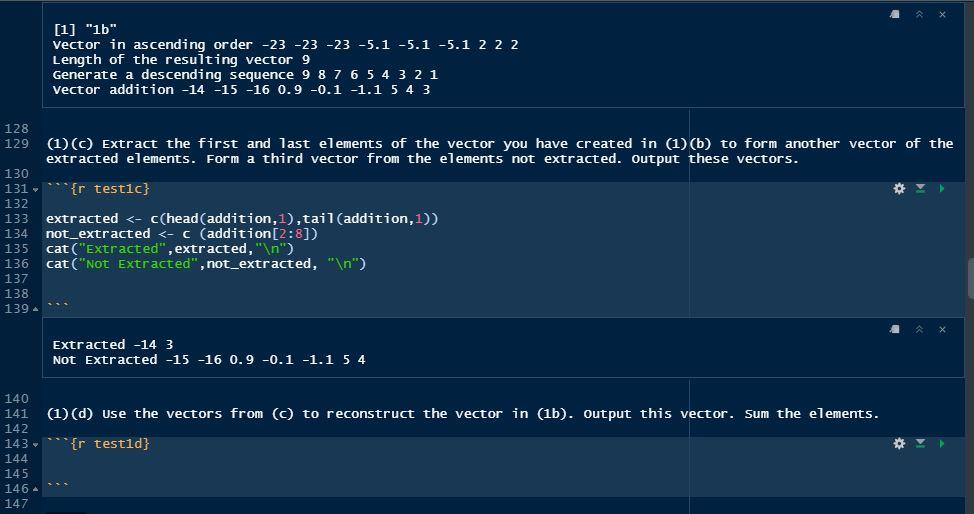 Solved [1] "1b" vector in ascending order -23 -23 -23 -5.1 | Chegg.com