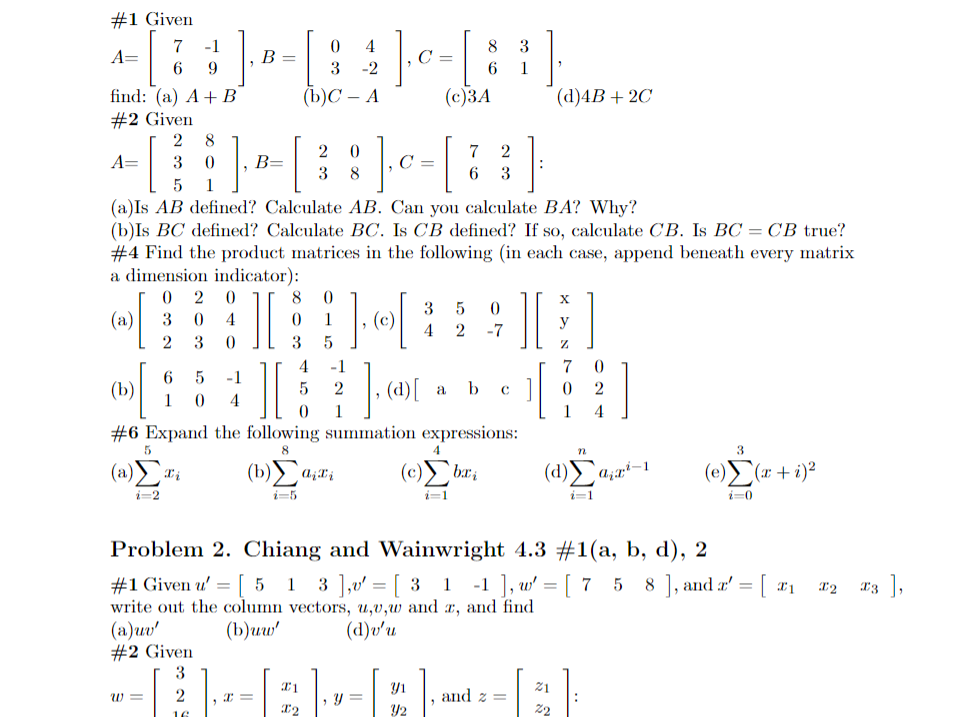 Solved Problem 1. Chiang and Wainwright 4.2 #1,2, 4, | Chegg.com