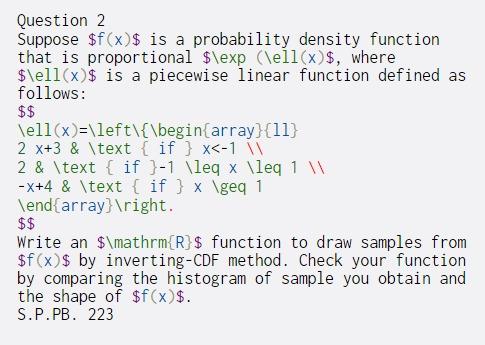 Solved Question 2 Suppose $f(x)$ is a probability density | Chegg.com